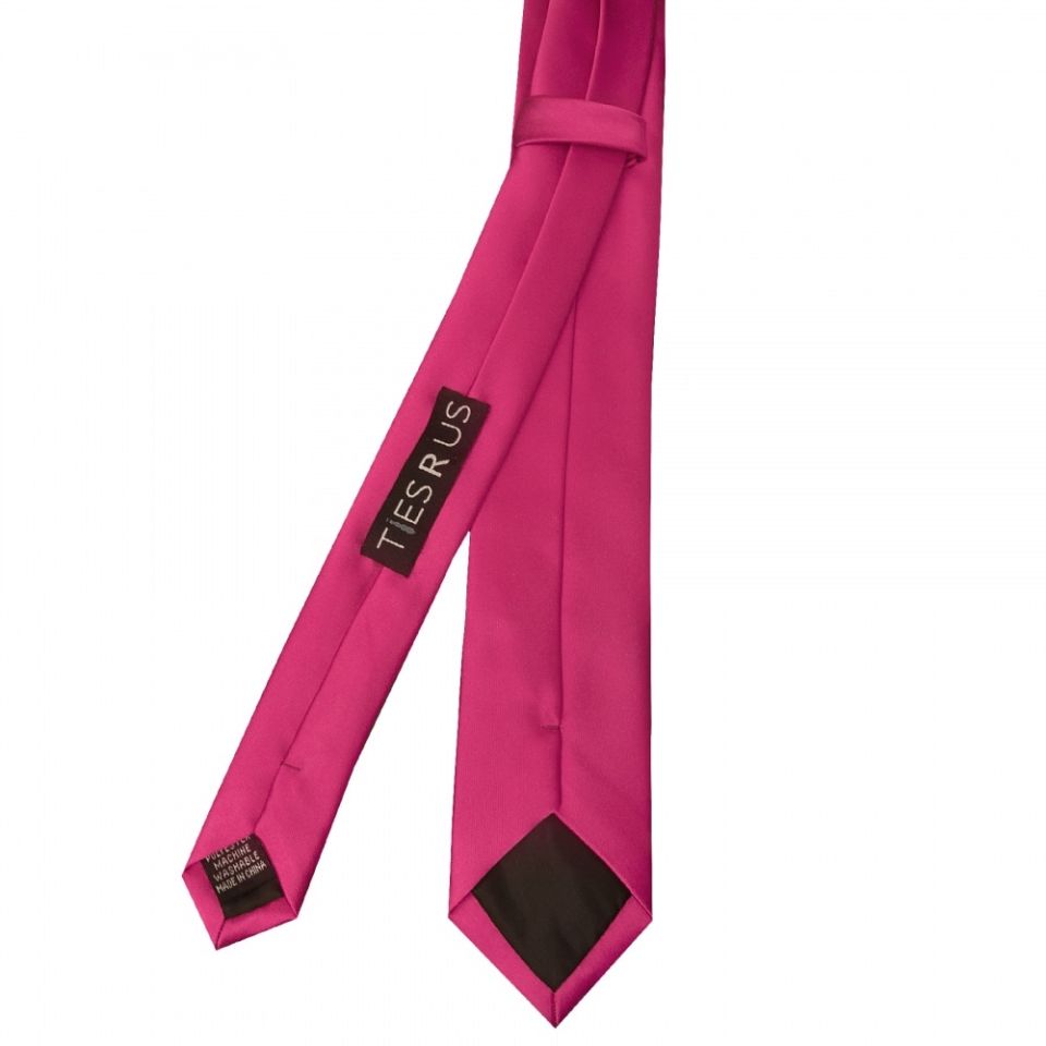 Plain | Fuchsia | Pink | Skinny | Men's | Tie and Pocket Square Set